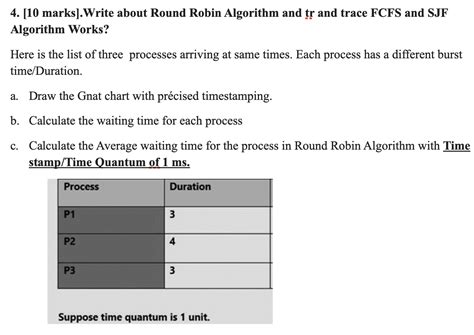 Solved 4 10 Marks Write About Round Robin Algorithm And