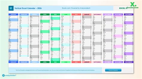 2026 Excel Calendar Templates Free Download W Week Numbers