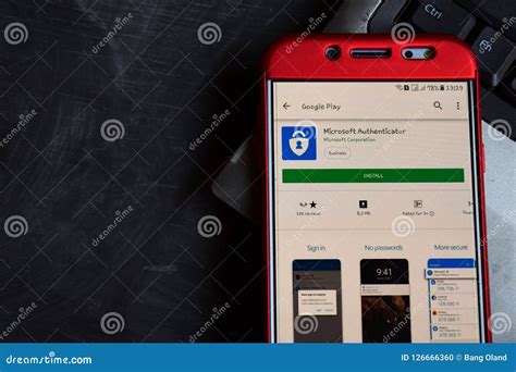 microsoft authenticator dev app on smartphone screen editorial image
