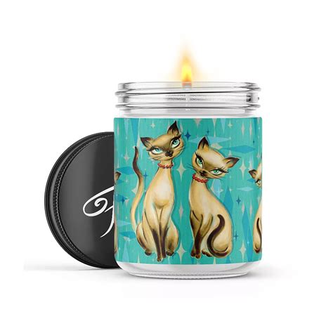 Siamese Cats 16 Oz Candle Jar Black Ice