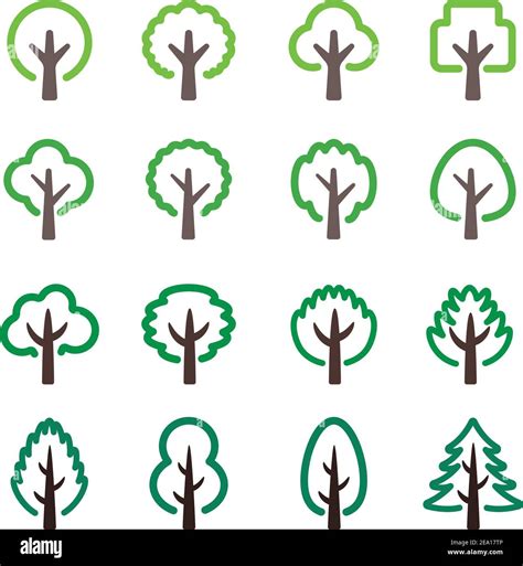 Tree Line Icon Set Stock Vector Image Art Alamy