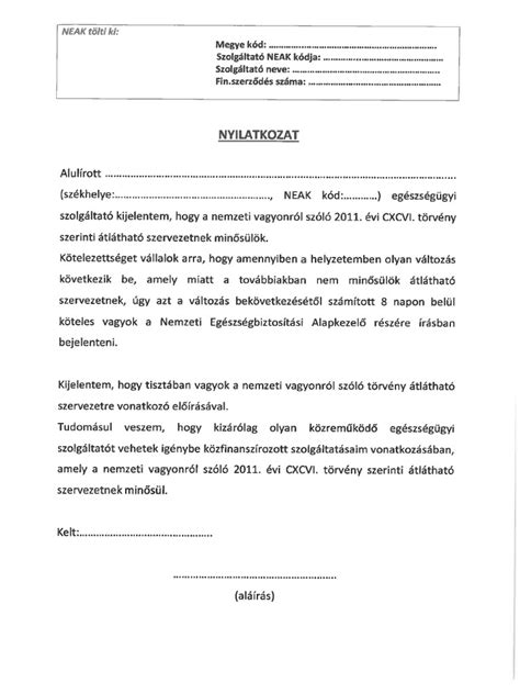 Átláthatósági Nyilatkozat Neak Pdf