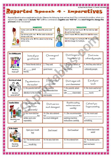 4 Reported Speech Imperatives Commands 2 Esl Worksheet By Mayrasiu