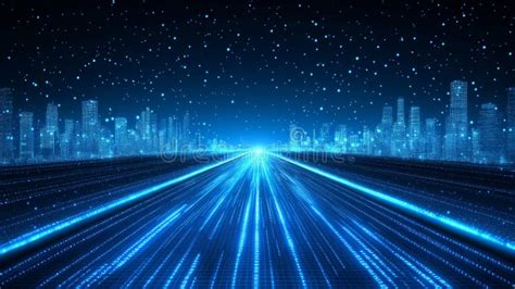 Abstract Technology Tunnel Digital Road To Futuristic City Lines Form Flow Of Data Stock