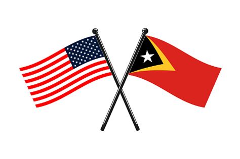 동티모르 의 국기 또는 동티모르와 미국의 민족 국기는 막대기에 교차 0명에 대한 스톡 벡터 아트 및 기타 이미지 0명 국가 관광명소 국가 지리적 지역 Istock