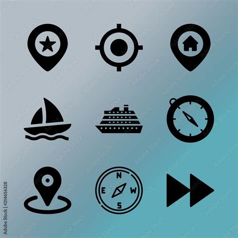 Vector Icon Set About Location With 9 Icons Related To Arrow Challenge Island Push Woman