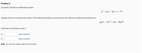 Solved Problem Points Consider The Differential Chegg