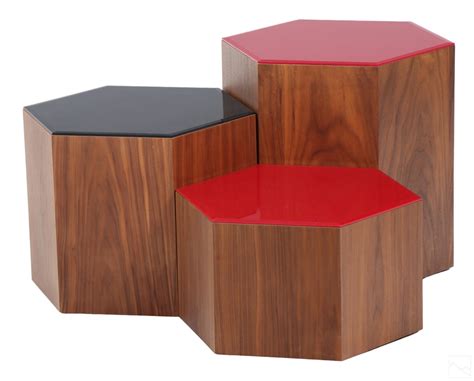 Bid Now Modern Segmented Modular Hexagonal Side Tables Set April 3