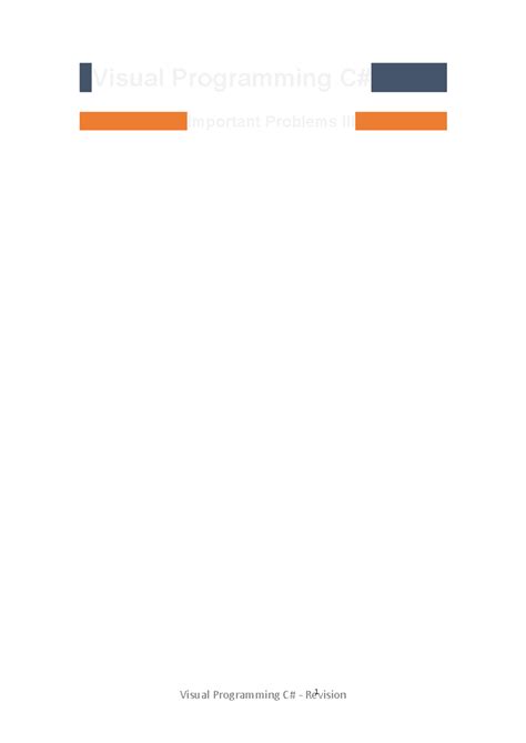 Visual Programming C Problems C Visual Programming C Important