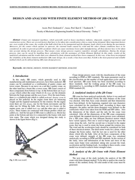 29 Design And Analysis With Finite Element Method Of Jib Crane Pdf Crane Machine Stress