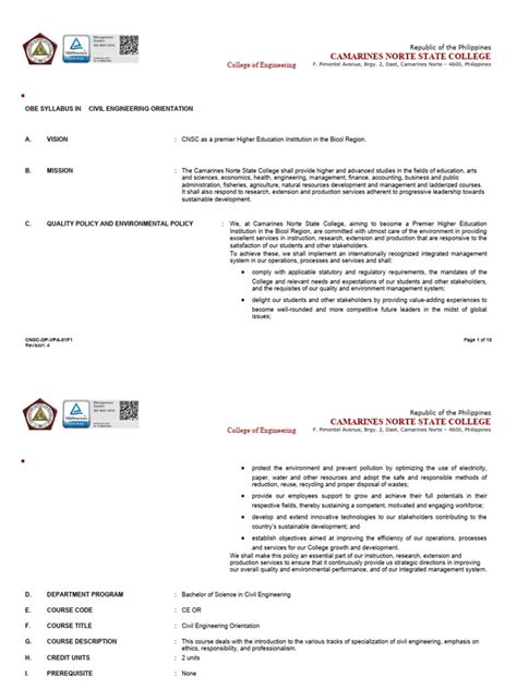 Syllabus Ce Orientation Pdf Engineering Civil Engineering