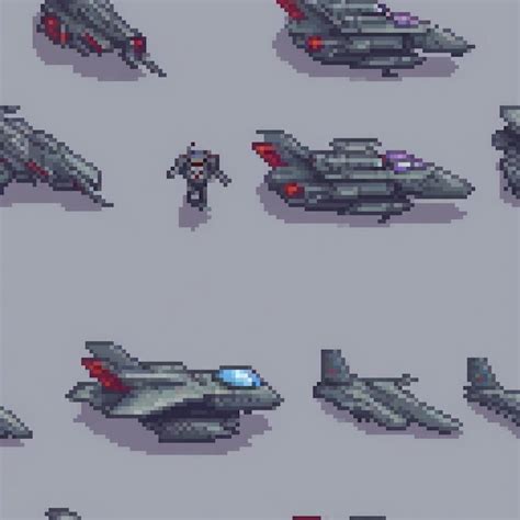 Pixel Art Spaceships On A Gray Backdrop Premium Ai Generated Image