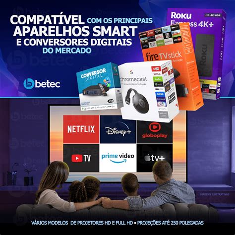 Projetor Led 3800 Lumens Full Hd Betec Bt960 Betec Brasil