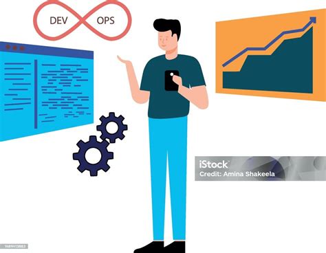 Boy Looking At Developing And Coding Stock Illustration Download