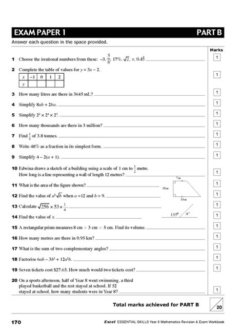 Excel Essential Skills Maths Revision And Exam Workbook 1 Year 8 Pascal Press