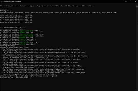 Error Downloading Again · Issue 51 · Alzamer2crunchyroll Xml Decoder Py3 · Github
