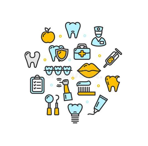 Stomatology Round Design Template Thin Line Icon Vector Stock Vector