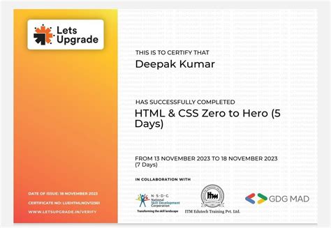 Deepak Kumar On Linkedin Hey Everyone I Am Excited To Share That I Have Completed The Html