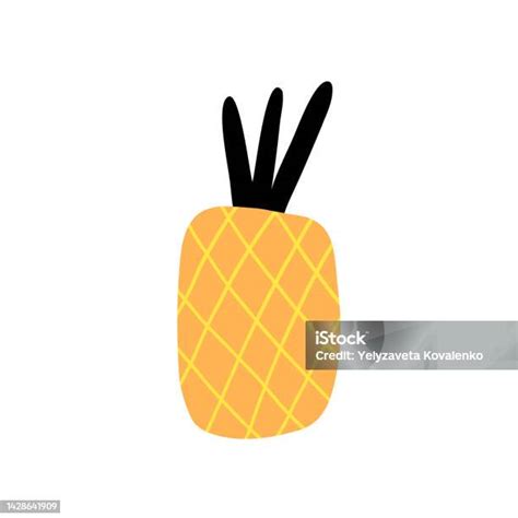 평평한 스타일로 손으로 그린 파인애플 벡터 어린이 일러스트레이션 0명에 대한 스톡 벡터 아트 및 기타 이미지 0명 과일 귀여운 Istock