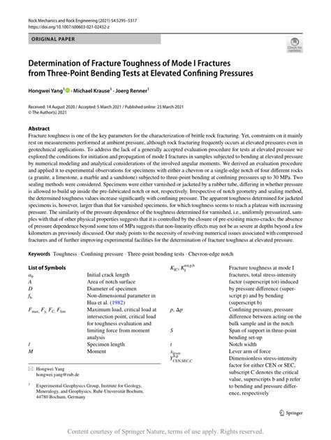 Pdf Determination Of Fracture Toughness Of Mode I Fractures From