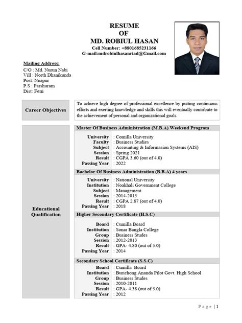 Md Robiul Hasan Cv Pdf