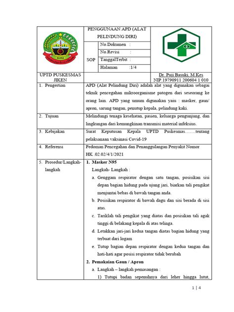 Sop Penggunaan Apd Pdf