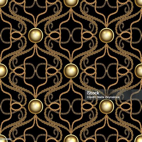 아라베스크 3d 매끄러운 패턴 현대 장식 벡터 그리스 어 배경 보석 금 현 장식을 반복합니다 황금 3d 버튼 로프 문자열 라인