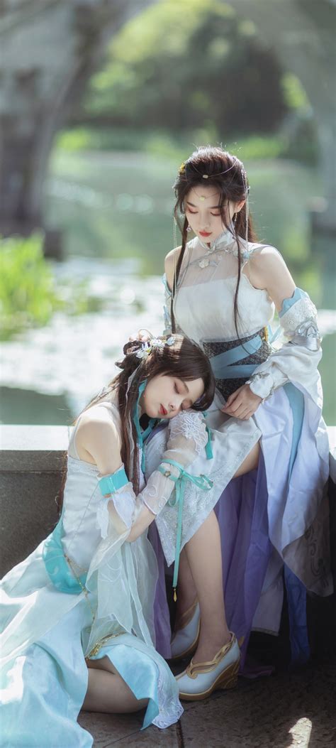 古装美女Cosplay姐妹全屏壁纸免费手机桌面美图下载 墨鱼部落格