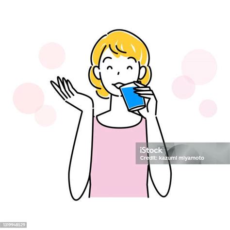 열사병 측정 예쁜 여자 수화 일러스트 간단한 벡터 열사병 예방 예쁜 여자가 수분을 보충합니다 간단한 그림 벡터 가리키기에 대한 스톡 벡터 아트 및 기타 이미지 Istock