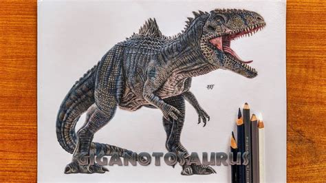 ¡dibujando Al Giganotosaurus De Dominion Jurassic World Speed