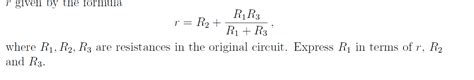 Solved R Given By The Formula R R2 R1 R3r1r3 Where R1 R2 R3