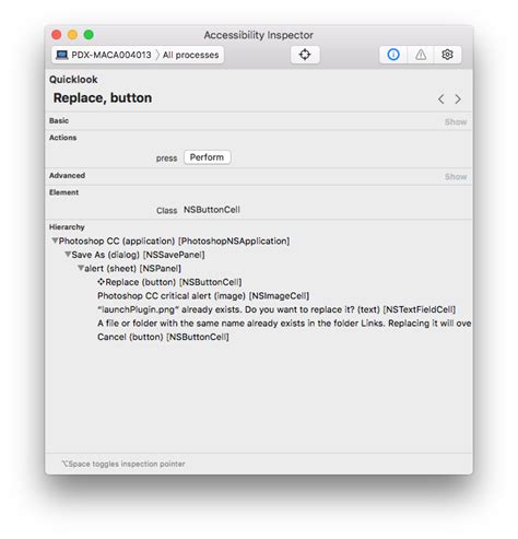 how do i use applescript to click the replace button in the photoshop