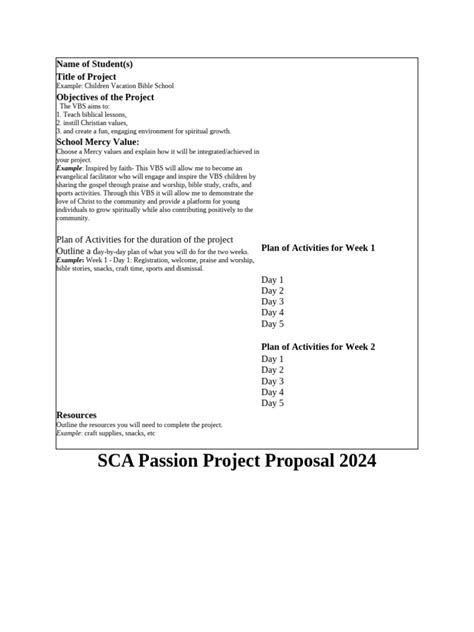 Sca Passion Project Proposal And Data Entry Sheet 2024 Pdf Abrahamic Religions Christian