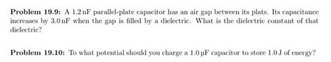Solved Problem A NF Parallel Plate Capacitor Has An Chegg