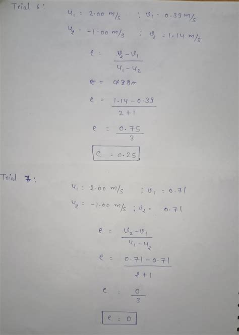 [solved] calculate the coefficient of restitution for each collision please course hero