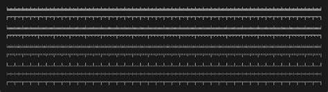 분할이 있는 다양한 측정 스케일 길이 또는 높이를 센티미터 밀리미터 또는 인치로 측정하기위한 사실적인 화이트 스케일 눈금자 테이프 측정 표시 크기 표시기 벡터 일러스트 레이