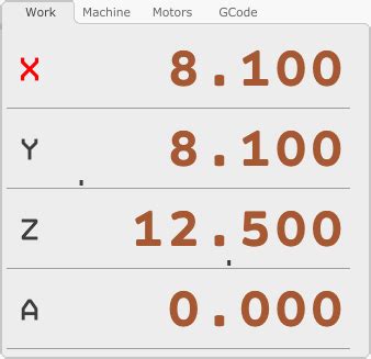 User Interface Position CNC Zone
