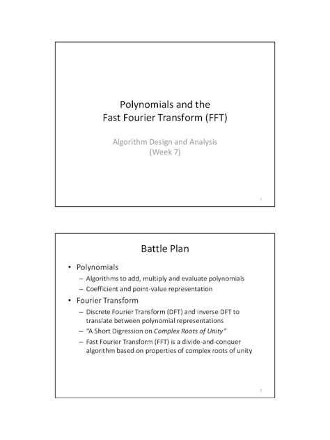 Pdf Polynomials And The Fast Fourier Transform Fftmaiercs584