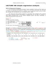Understanding Simple Regression Analysis Predicting Variable Y Course Hero