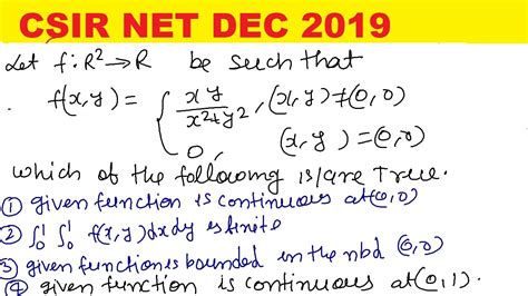 Csir Net Dec 2019 Maths Solution Real Analysis Function Of Several Variables Youtube
