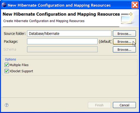 eclipsedatabase hibernate configuration and mapping resources