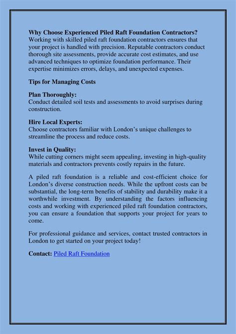 Ppt The Cost Of Piled Raft Foundation In London A Comprehensive