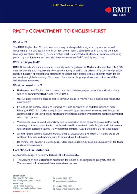 Rmit English First Commitment Rmit Classification Trusted What Is It