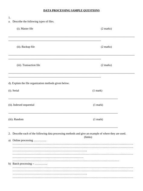 Data Processing Sample Questions Pdf