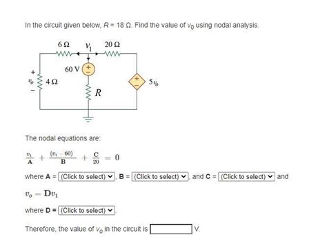 Solved In The Circuit Given Below R 18 Ω Find The Value