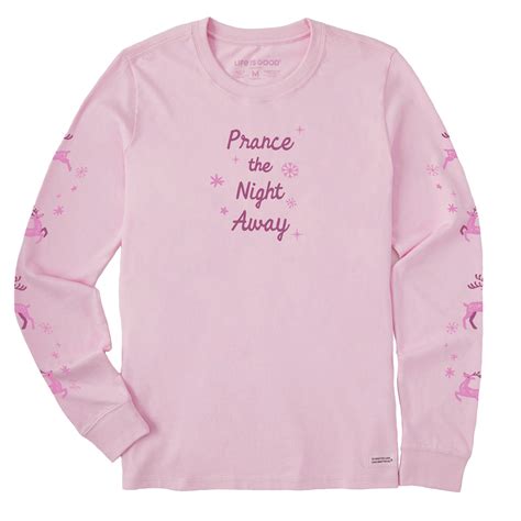 Womens Prance The Night Away Reindeer Long Sleeve Crusher Tee Shop Life Is Good