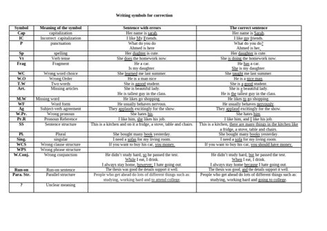 Writing Symbols For Correction Pdf