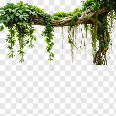 정글 덩굴 리아나 식물은 나뭇가지에 매달린 나무 줄기에 비틀리고 기어 오르며 투명한 배경을 가지고 있다 덩굴 리아나 덩굴 식물 Png 일러스트 및 이미지 에 대한 무료