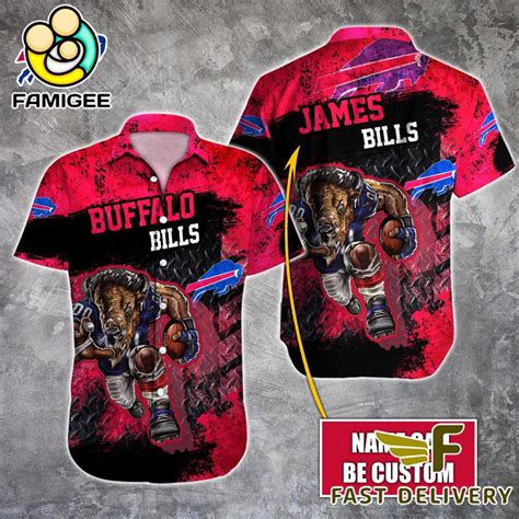 Nfl Buffalo Bills Warrior Mascot Custom Name Hawaiian Shirt Famigee Store