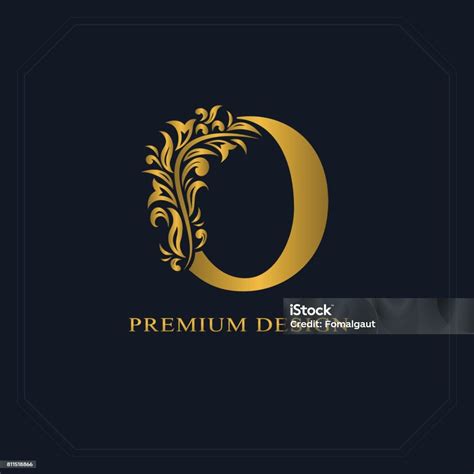 골드 우아한 편지 O 우아한 스타일입니다 붓글씨 아름 다운 간판입니다 책 디자인 브랜드 비즈니스 카드 레스토랑 부티크 호텔 빈티지 그린된 엠 블 럼 벡터 일러스트 레이 션